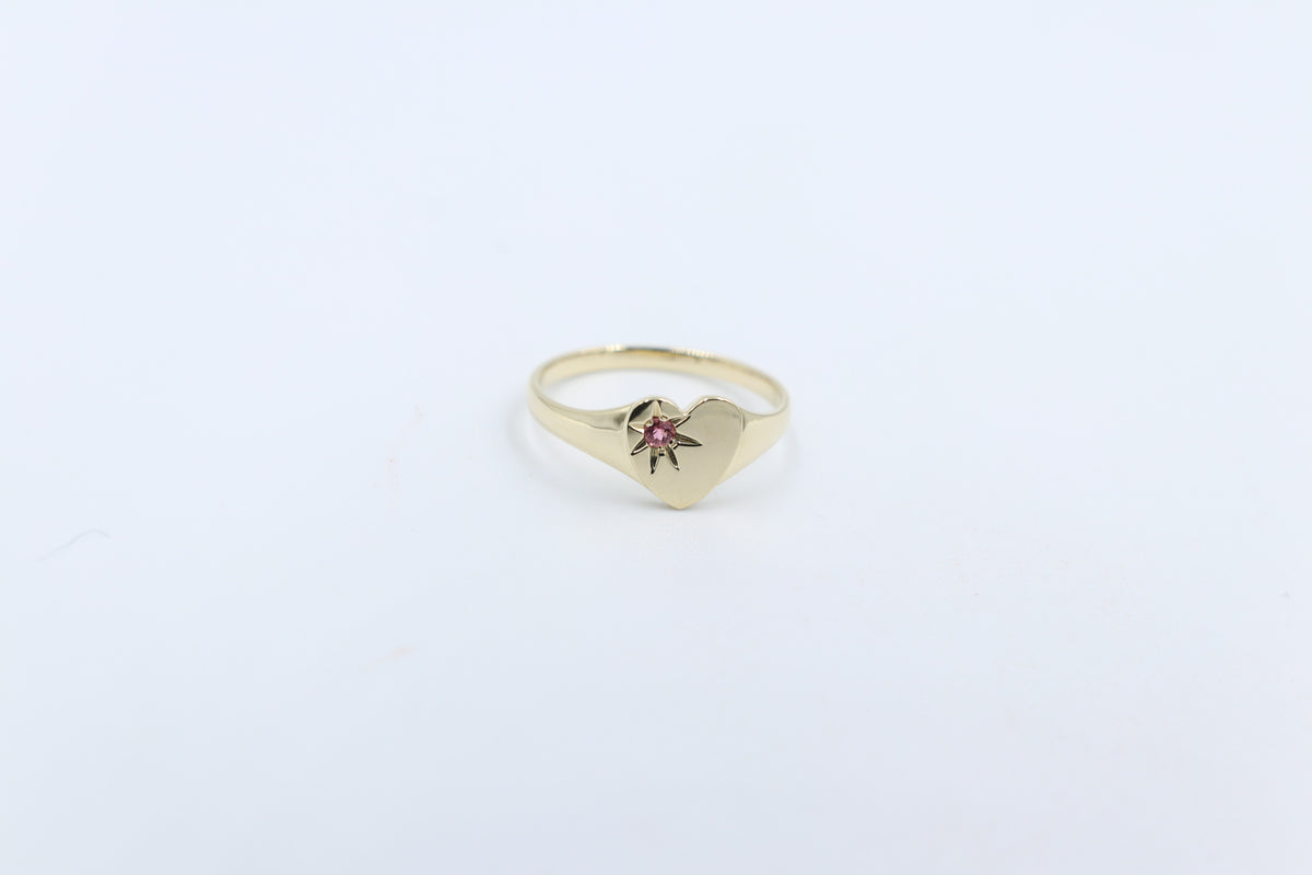 9ct Gold Girls Signet Ring with Pink Tourmaline – Stonex Jewellers