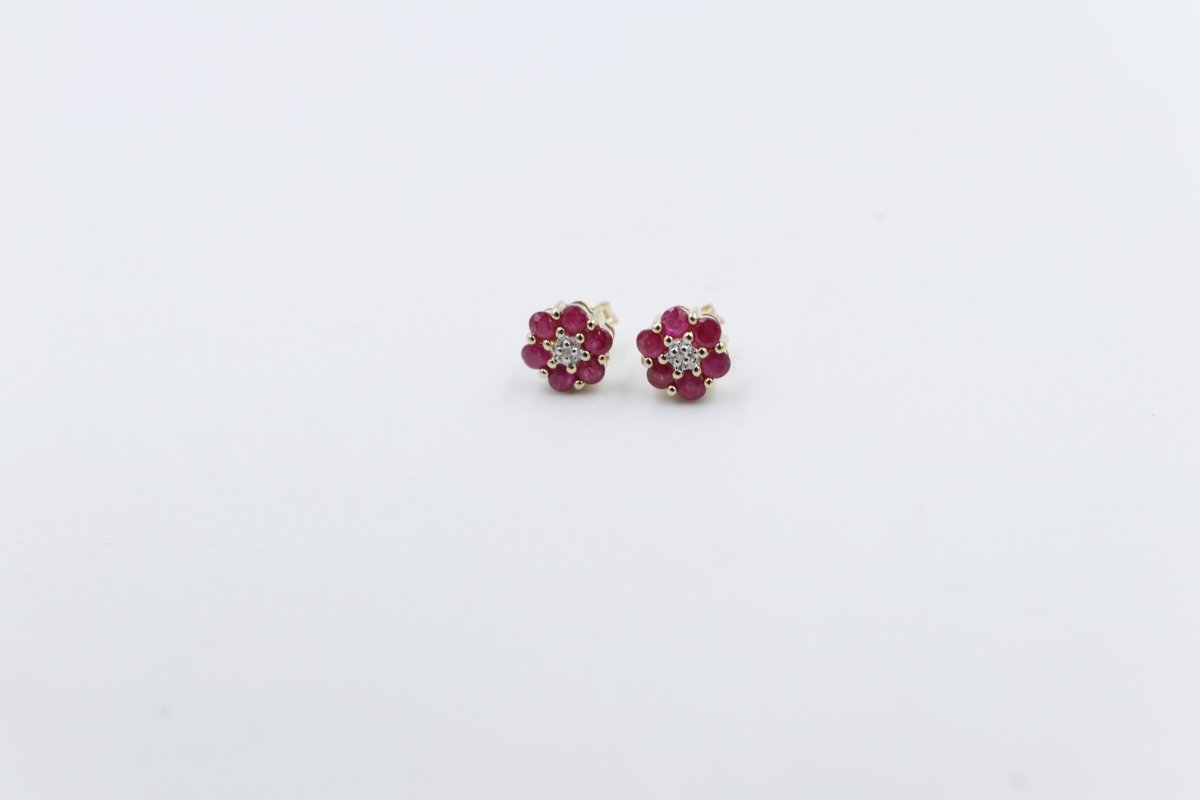 9ct Gold Genuine Ruby Cluster Earrings SJ5ET0022-RUDI – Stonex Jewellers