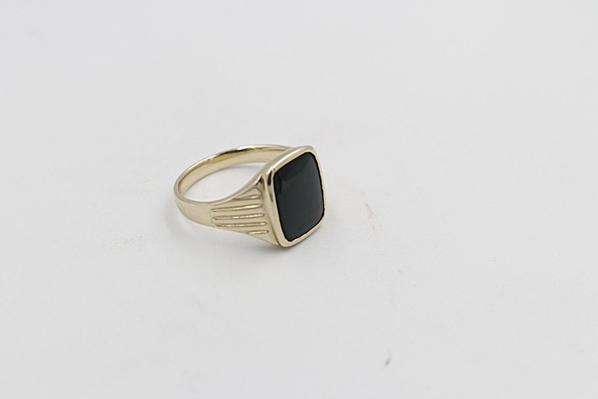 9ct Gold Mens Solid Dark Greenstone Ring SYR3066 – Stonex Jewellers